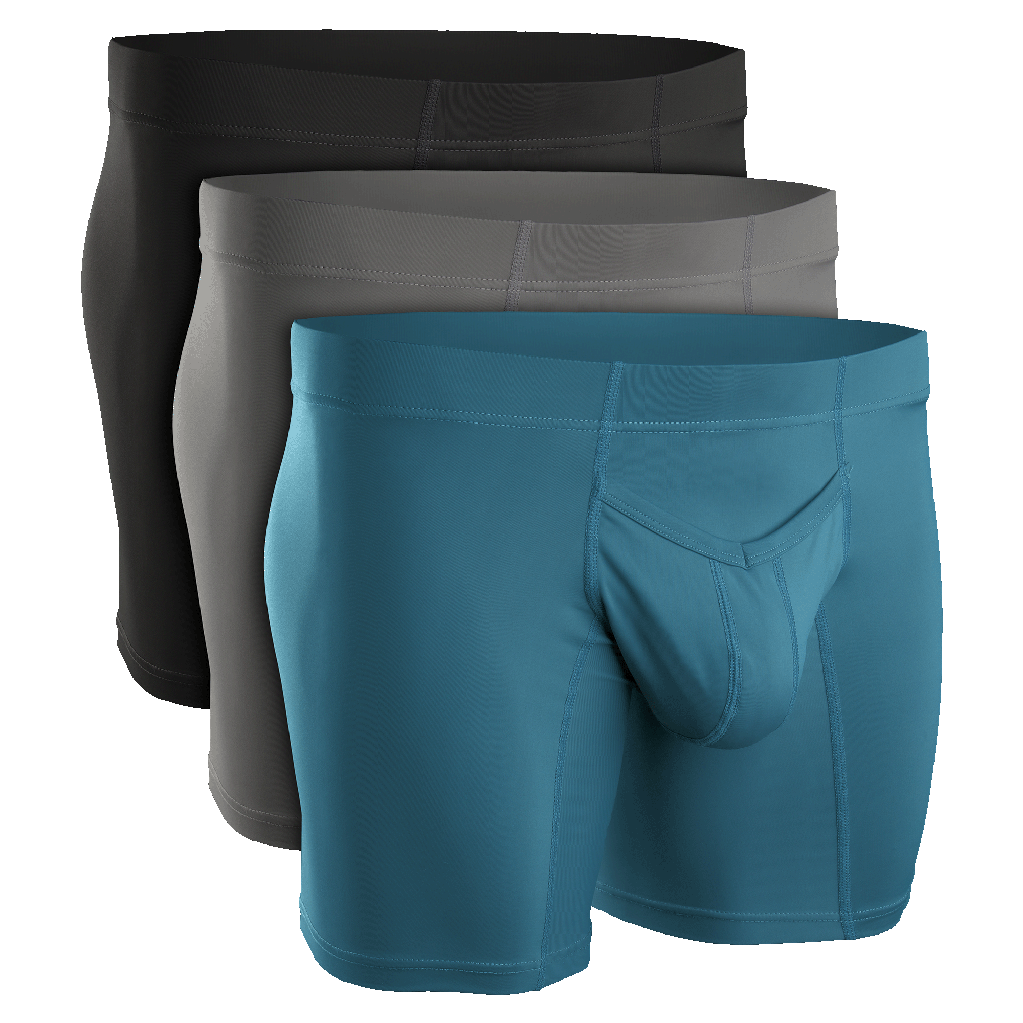 Modal 7in Boxer Briefs V-FLY 3pk Black/Cyan/Gray – Real Men Apparel Company