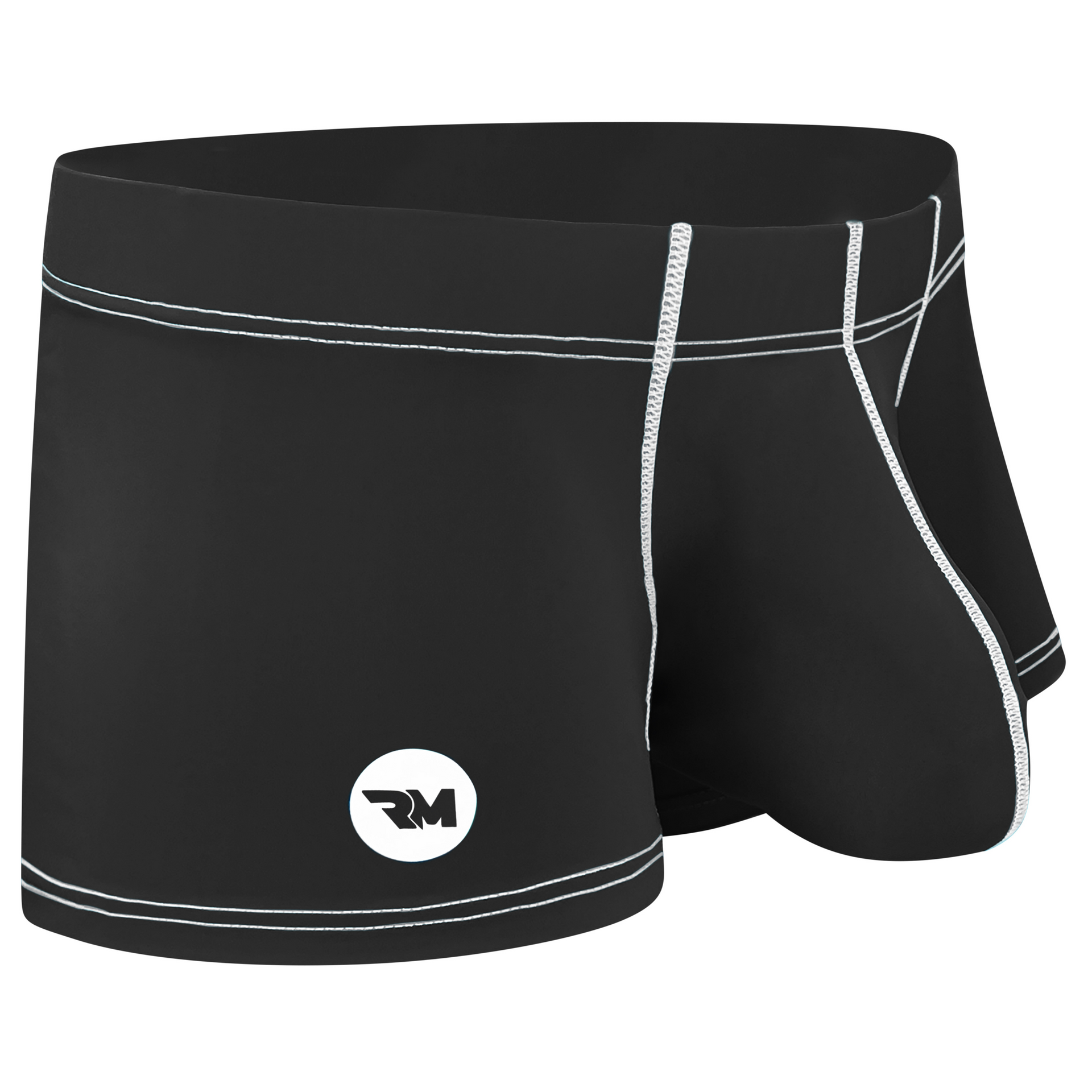 Nylon 3in Boxer Briefs No Fly 1pk Black - White Stitch – Real Men ...