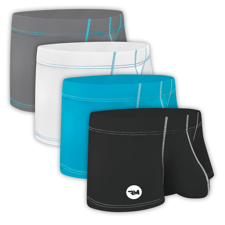 Nylon 3in Boxer Briefs No Fly 4pk Black/Cyan/Gray/White – Real Men ...