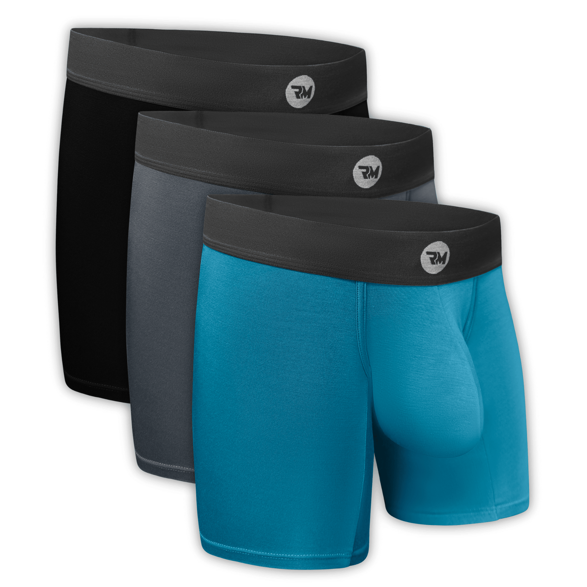 Modal 7in Boxer Briefs No Fly 3pk Black/Blue/Gray – Real Men Apparel ...