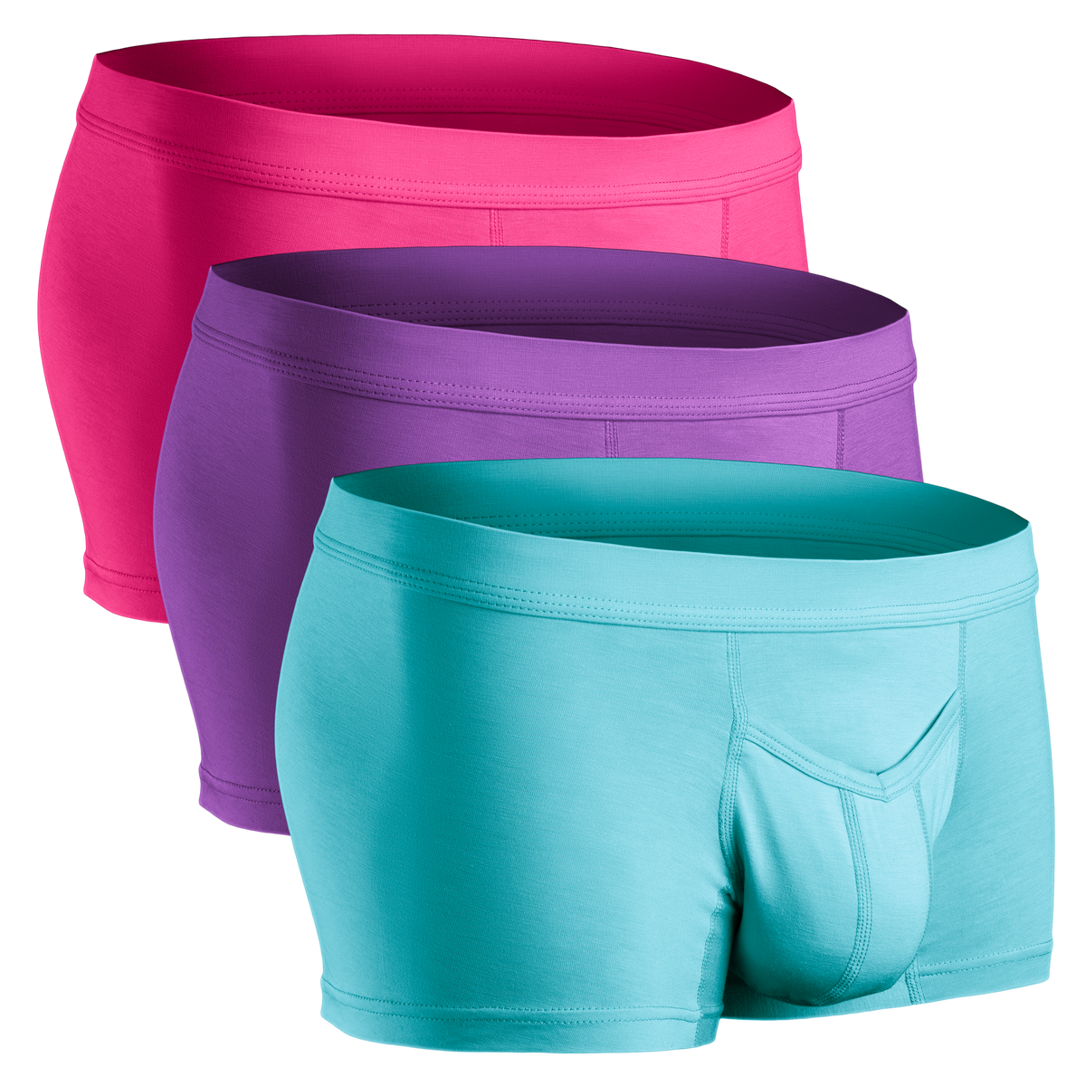 Modal 3in Boxer Briefs V-Fly 3pk Pink/Purple/Turquoise – Real Men ...