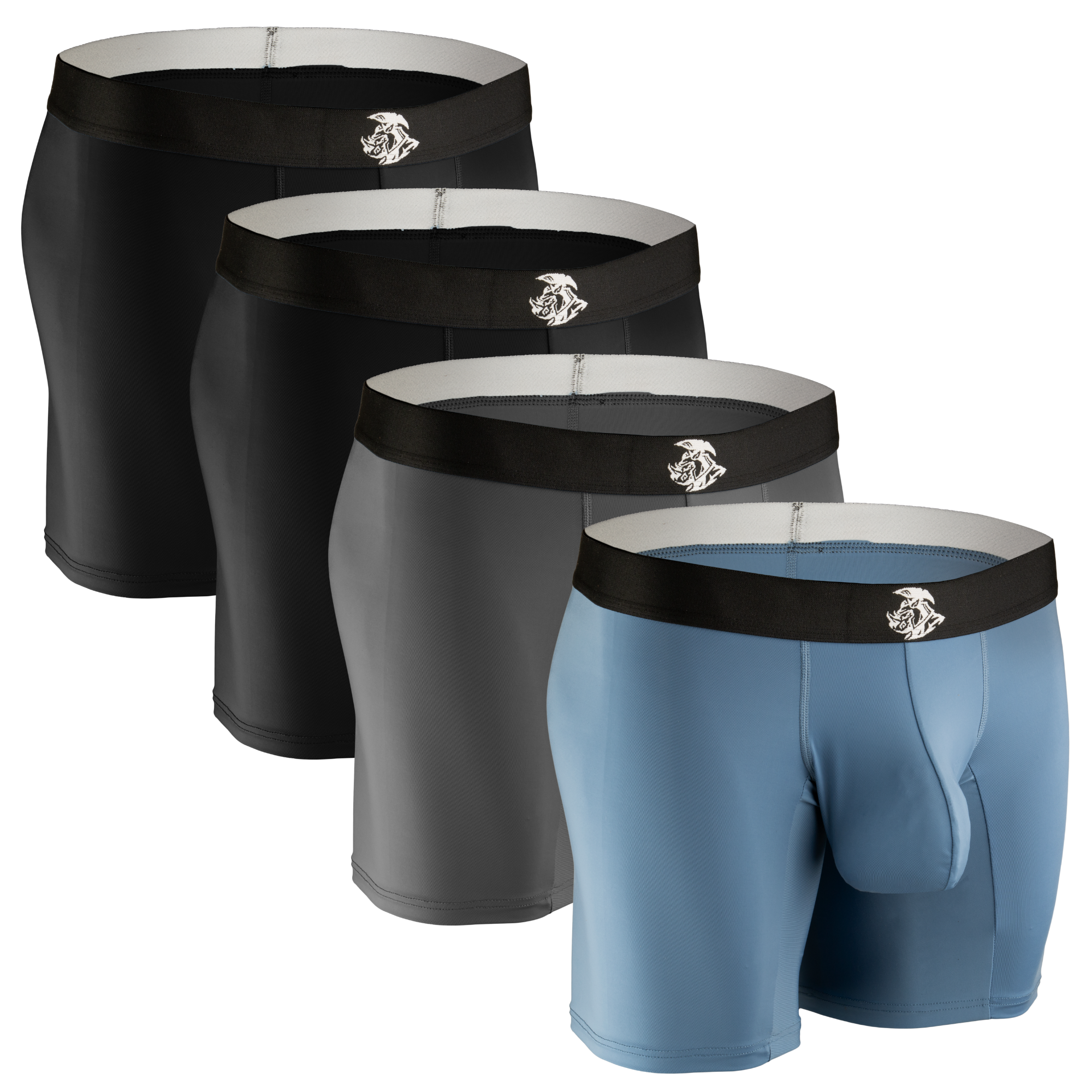 Nylon 7in Boxer Briefs No Fly 4pk Black/Black/Blue/Gray – Real Men ...