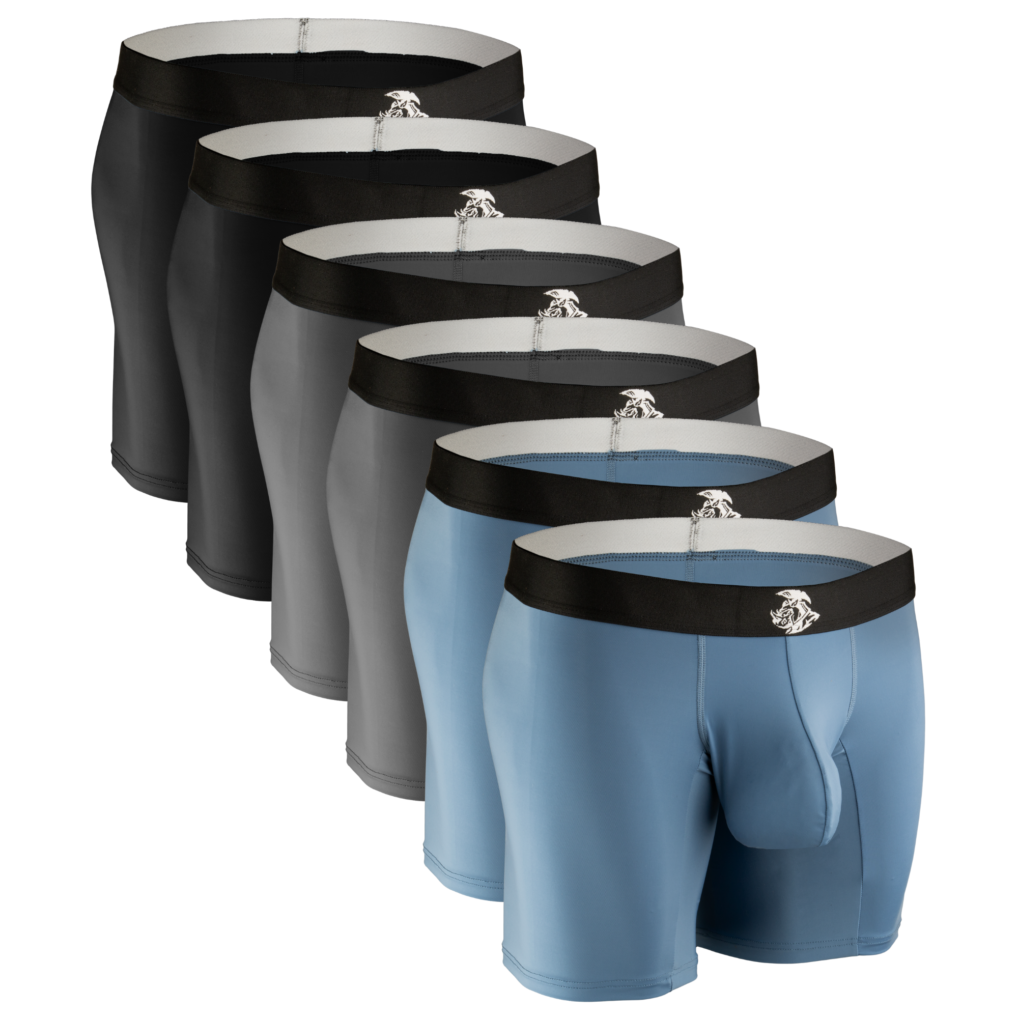 Nylon 7in Boxer Briefs No Fly 6pk Black/Blue/Gray – Real Men Apparel ...