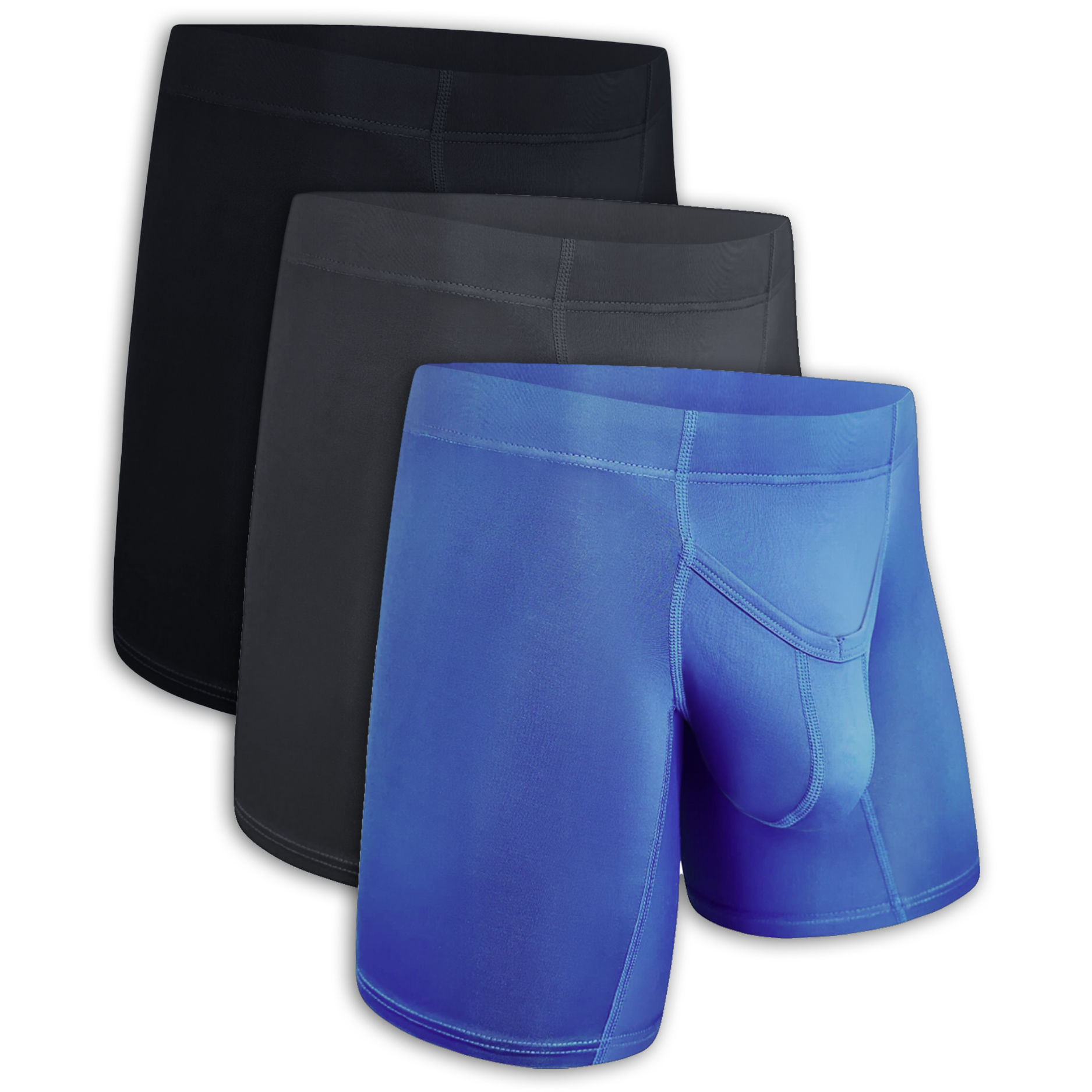 Nylon 7in Boxer Briefs V-Fly 3pk Black/Dark Blue/Gray – Real Men ...